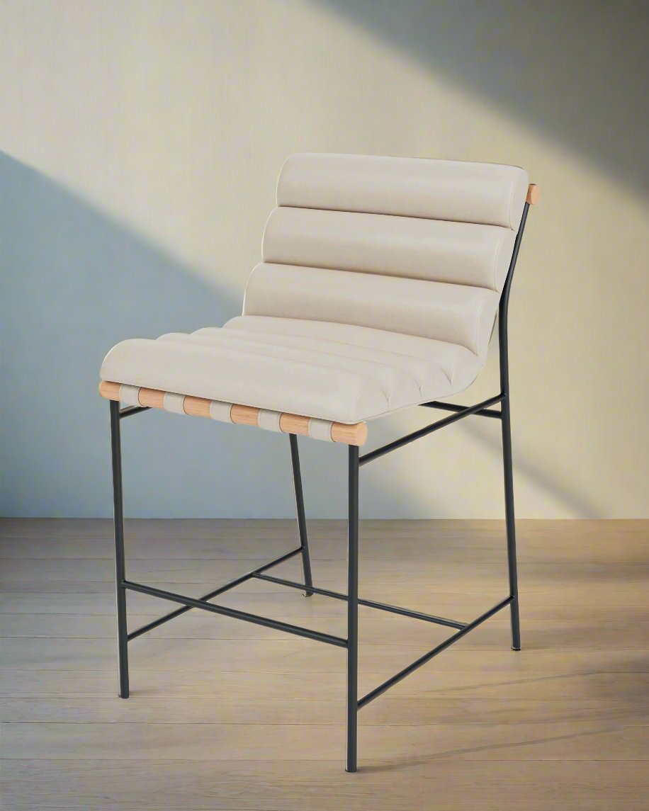 Denver Modern Vail Bar Stool Pearl Leather/White Oak FFE258-265 ...