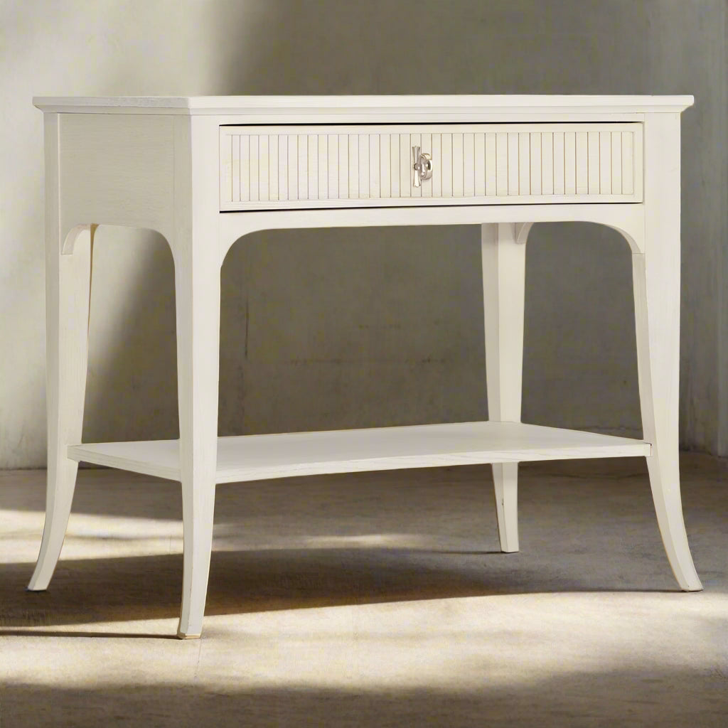 Bernhardt Audrey French Country White Oak Concave Front Nightstand MB1 ...