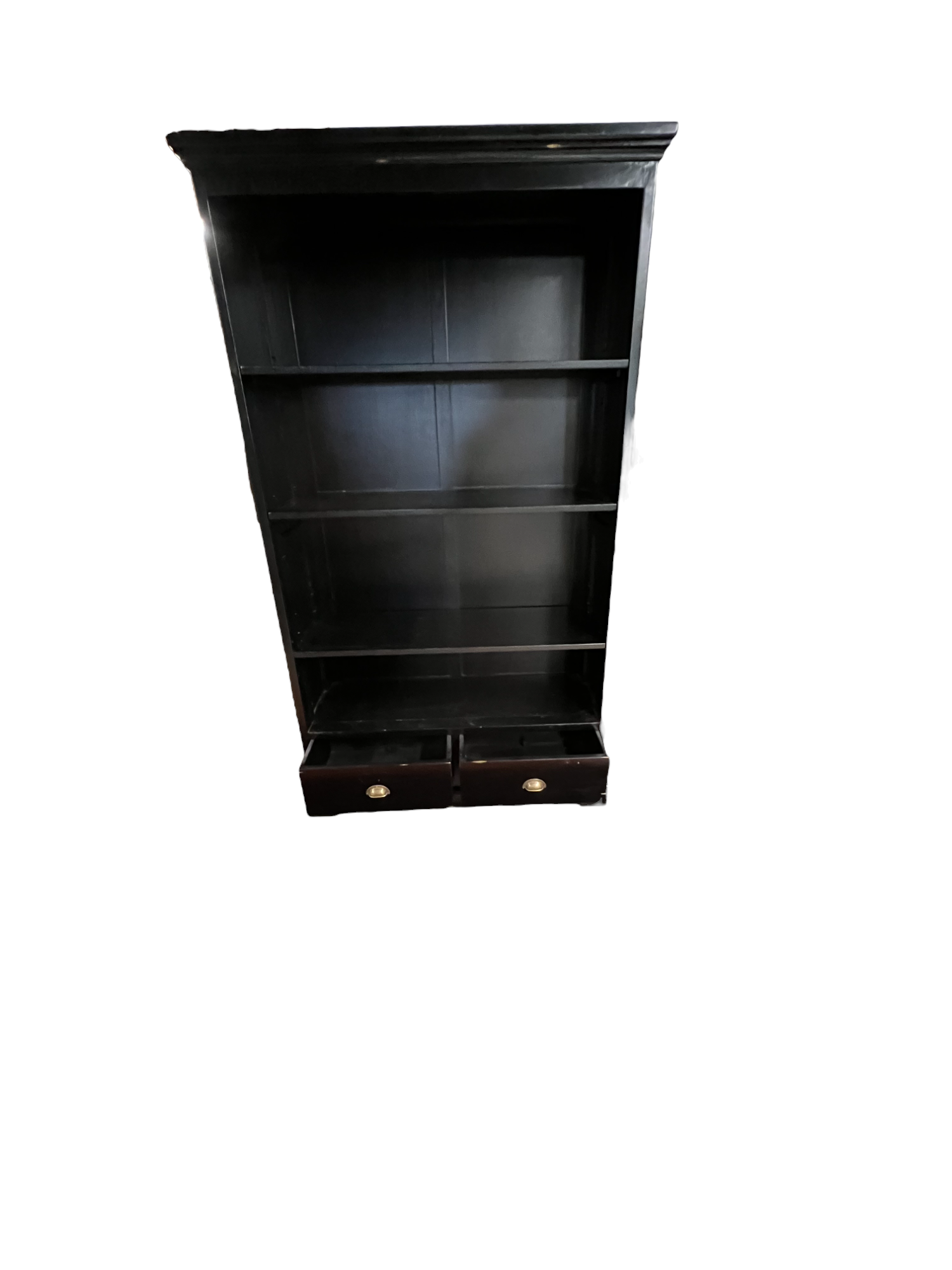 Large 3 Adjustable Shelf Black Bookcase w 2 Lower Drawers JC155-26 ...